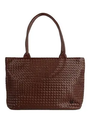 PRENELOVE Mahone Vegan Leather Woven Tote - Brown
