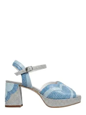 TERRY DE HAVILLAND Esme Platform Block Heel Sandals - Blue