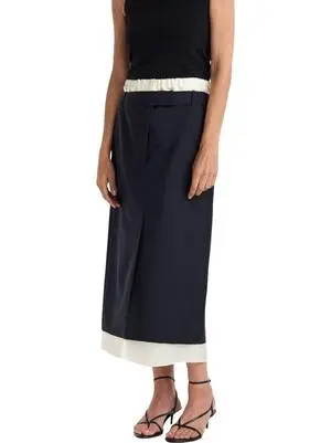 RÓHE Boxer Detailed Skirt - Navy