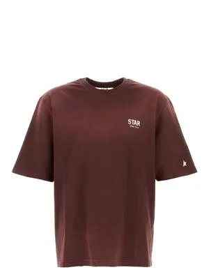 GOLDEN GOOSE Burgundy Cotton Oversize T-shirt - Red