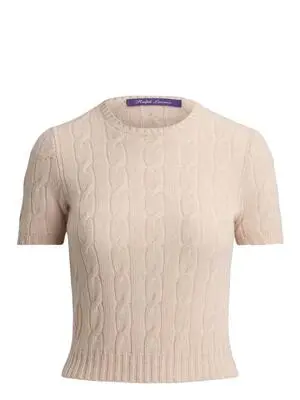 Ralph Lauren Ralph Lauren Cable-Knit Cashmere Cropped Sweater Sand
