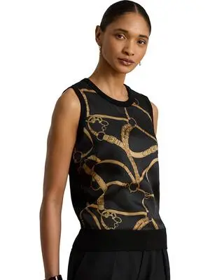 Ralph Lauren Sleeveless Sweater With Belting Print - Black Multi