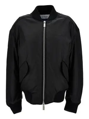 Off-White Bomber Jacket With Tonal Logo Embroidery In Nylon - Multicolor