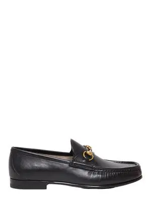 Gucci Black Leather Loafers With Clamp Detail - Multicolor