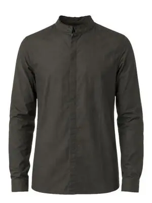 THOM KROM Raw-edge Band-collar Shirt - Black