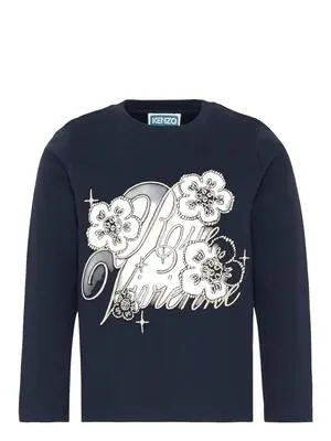 Kenzo Floral Print Long Sleeve T-shirt - Blue