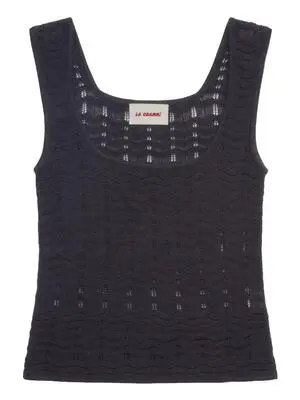 LA GRANNI Marsito Top Asymmetrical Zig-zag Knit - Black