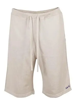 LA GRANNI Organic Cotton & Alpaca Blend Straight Leg Shorts - White