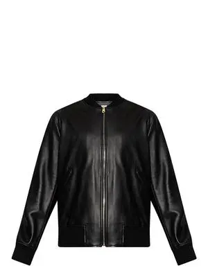 Paul Smith Leather Bomber Jacket - Black