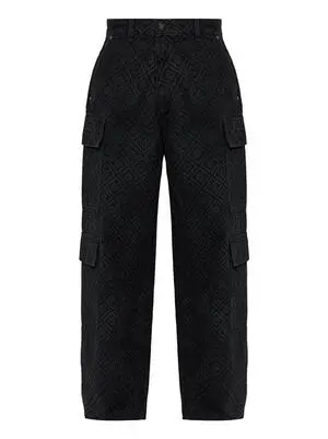 Casablanca Monogram Pattern Cargo Jeans - Black