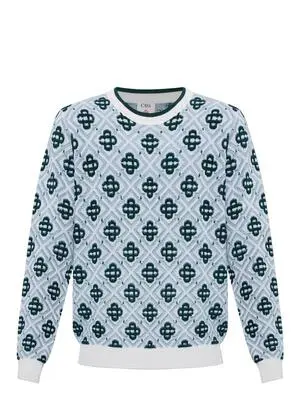 Casablanca Wool Sweater With Geometric Monogram - Blue
