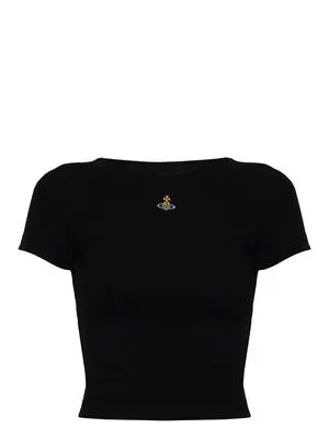 VIVIENNE WESTWOOD Baby Peru" Cropped Ribbed T-shirt - Black