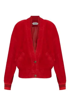 Versace Suede Bomber Jacket - Red