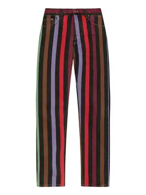 VERSACE Versace High-Rise Straight Leg Striped Jeans
