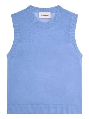 LA GRANNI Baby Alpaca And Organic Pima Cotton Vest - Blue