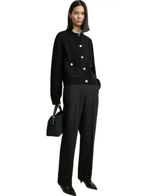 TOTEME Hammered Button Cotton Cardigan - Black