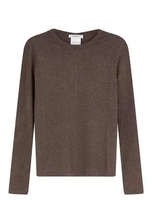 Max Mara Lyocell And Silk Ribbed Knit Long Sleeve T-shirt - Multicolor
