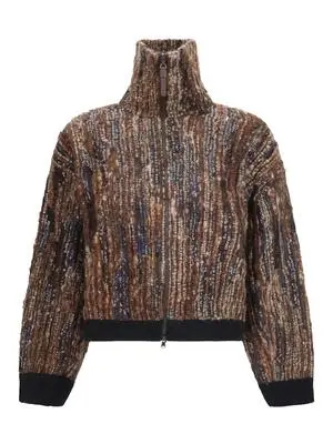 Brunello Cucinelli Perforated Zip Cardigan - Brown
