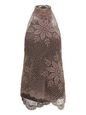 Magda Butrym Crochet Lace High-neck Top - Brown