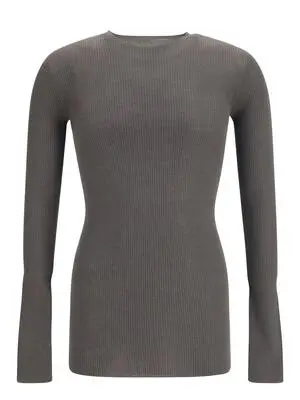 Rick Owens Rick Owens Slim Ribbed Long Sleeve Sweater Gray