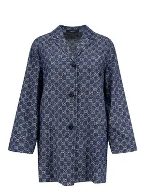 Gucci All-over Gg Motif Cotton Shirt - Blue