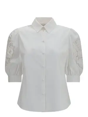 Valentino Garavani Shirt With Sangallo Lace Puff Sleeves - White