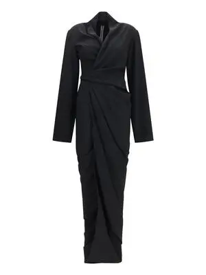 Rick Owens Wrap Draped Long Dress - Black