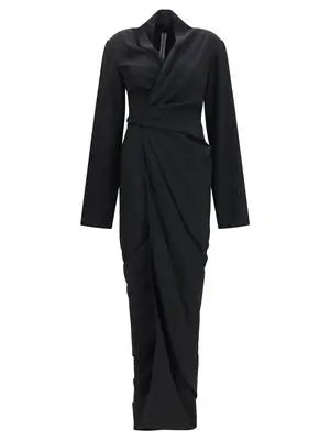 Rick Owens Wrap Draped Long Dress - Black