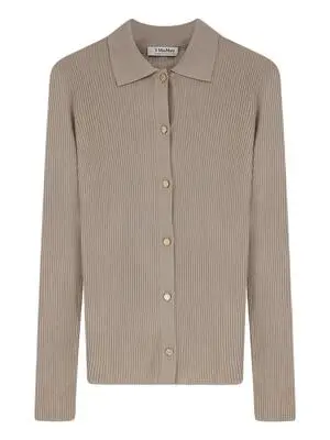 Max Mara Virgin Wool Ribbed Cardigan - Cream