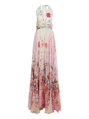ROBERTO CAVALLI Roberto Cavalli Floral Print Halter Neck Silk Dress