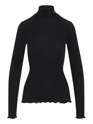 Prada Ribbed Knit Turtleneck Top - Black