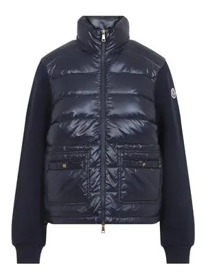 Moncler Zip-up Cardigan With Quilted Front Panel - Blue