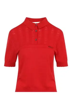 Marni Pointelle Knit Polo - Red