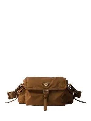 Prada Re-nylon Shoulder Bag With Flap - Brandy