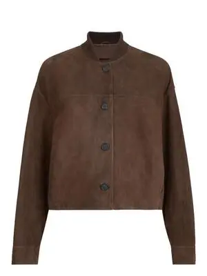 BRUNELLO CUCINELLI Brunello Cucinelli Couture Suede Bomber Jacket With Monili Embellishment