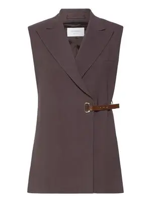 Sportmax V-neck Sleeveless Vest With Asymmetrical Placket - Brown
