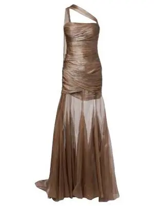 MARIA LUCIA HOHAN One-shoulder Silk Gown - Brown