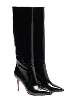 GIANVITO ROSSI Hansen Glossed Leather Knee-high Boots - Black
