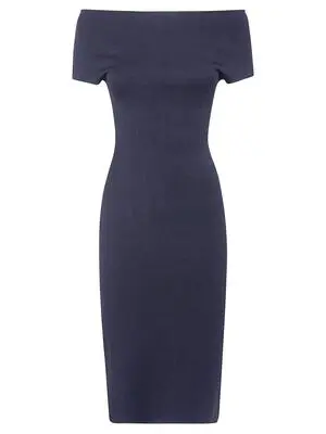 Magda Butrym Off-the-shoulder Knitwear Dress With Short Sleeves - Black