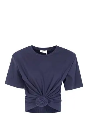 Magda Butrym Cropped T-shirt With Knot Detail - Blue