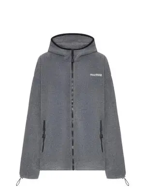 Miu Miu Hooded Sweatshirt With Chest Logo - Grey