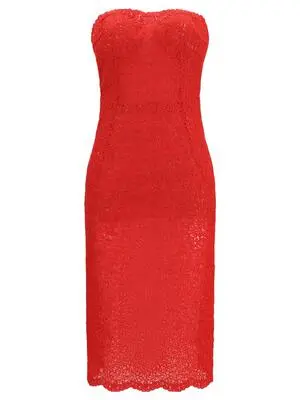 Ermanno Scervino Strapless Lace Midi Dress - Red