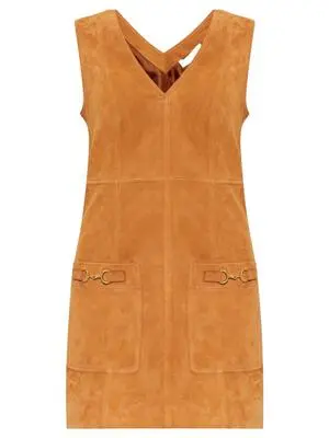 Ulla Johnson Sleeveless V-neck Dress With Patch Pockets - Brown