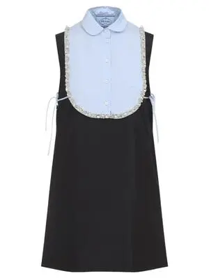 Prada Embellished Bib Mini Dress - Black