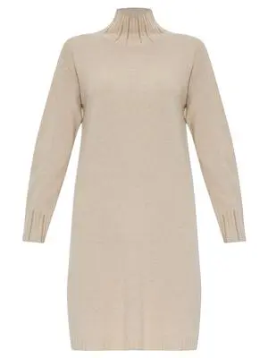 Fabiana Filippi High Neck Long Sleeve Dress - Beige