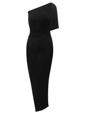 Rick Owens Athena One-shoulder Dress With Short Sleeve And Ribbed Details - Black