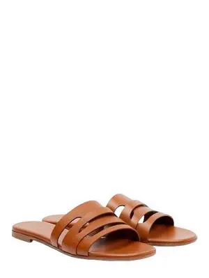 GIANVITO ROSSI Leather Slides - Brown