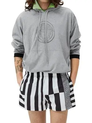 Versace Medusa Head Oversize Cotton Jersey Pullover Hoodie - Light Grey