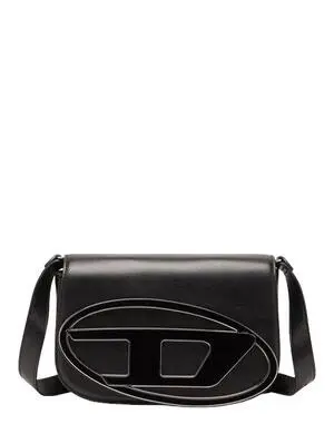 DIESEL® 1dr Leather Shoulder Bag With Oversized Logo Plaque - Black