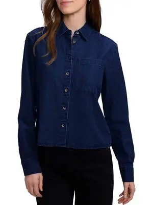 Foxcroft Jodie Denim Button-up Shirt - Dark Wash Blue